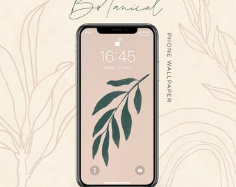 Phone Wallpaper Design Modern Botanical Minimalist & | Etsy