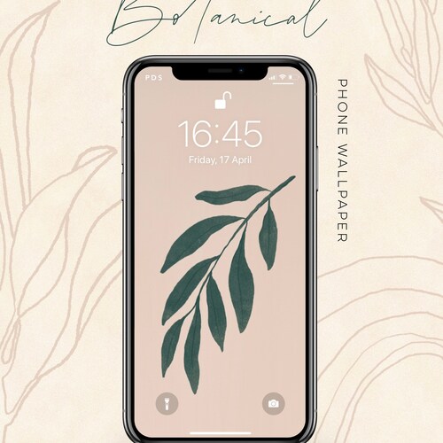 Phone Wallpaper Design Modern Botanical Minimalist & | Etsy