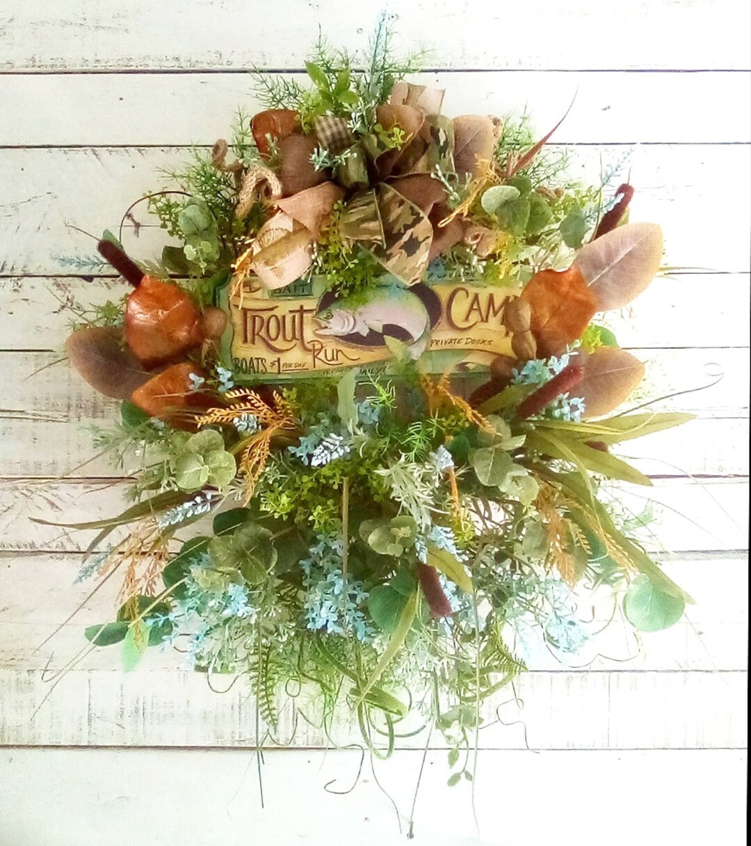 Trout Fishing Wreath, Fish Camp Decor,front Door Wreath,any Occasion ...