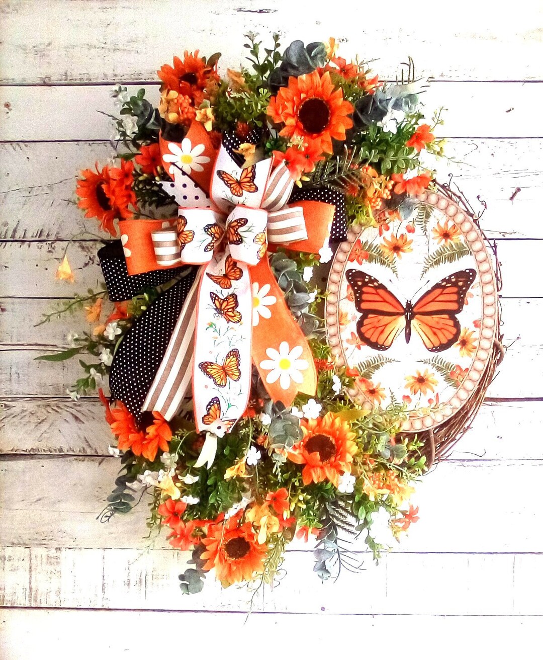 Butterfly Wreath, Summer Wreath,sunflower Wreath, Country Cottage Decor ...