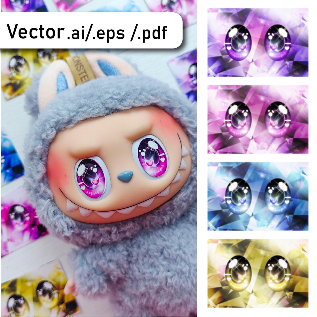 Labubu Macaron Doll Eye Stickers: 4 Pattern Set (digital File) - Etsy
