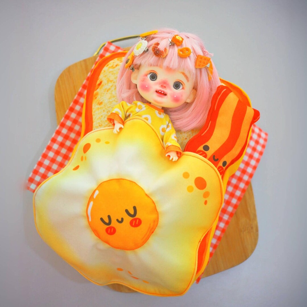 Handmade Breakfast Bed Doll: Bread, Egg & Bacon - 4 Sizes - Etsy