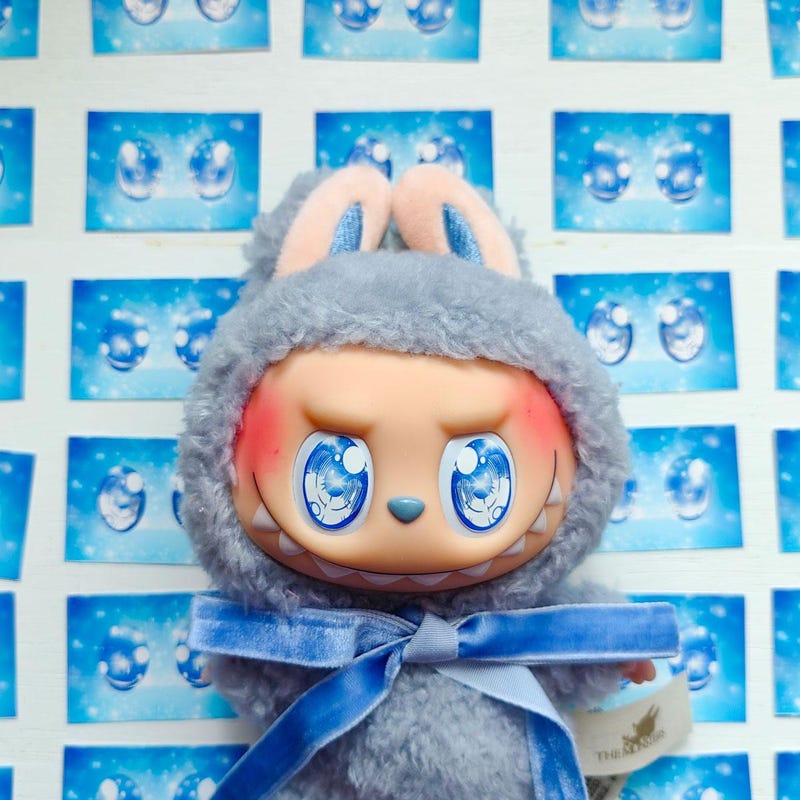 Labubu Doll Blue With Eyes - Etsy