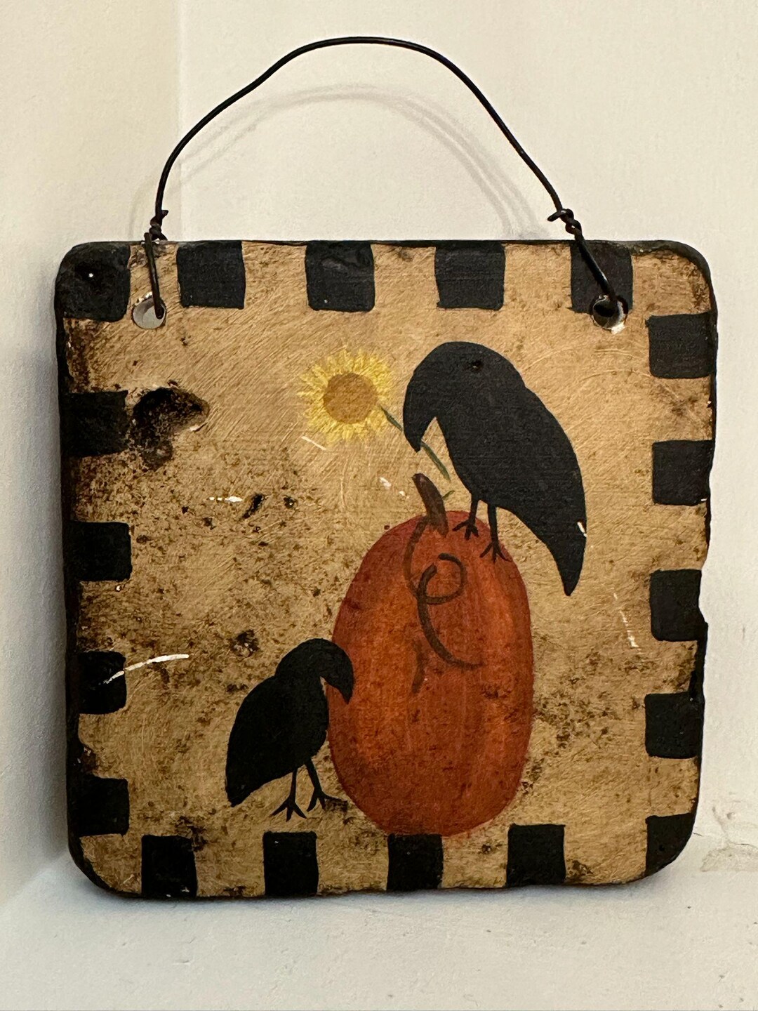 Halloween Crows and Pumpkin Painted Country Ceramic - Etsy