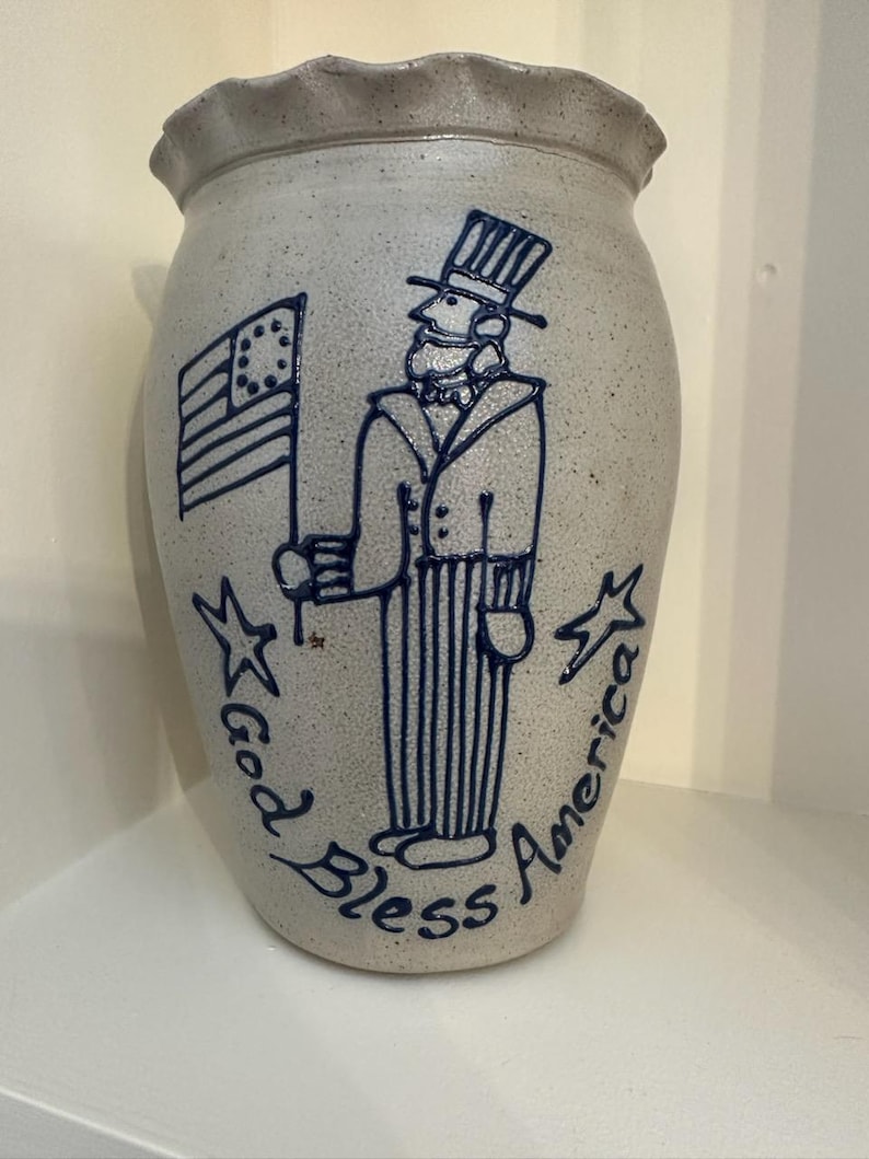 God Bless America Eldreth Pottery Utensil Holder/vase/etc - Etsy