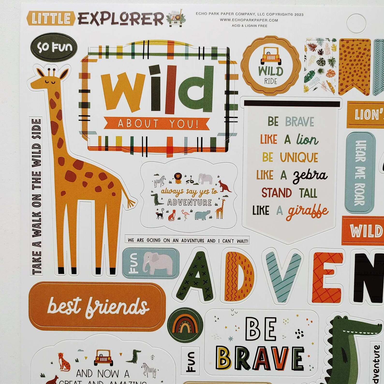 Little Explorer Stickers, Adventure Zoo Stickers, 12" Cardstock Sticker ...