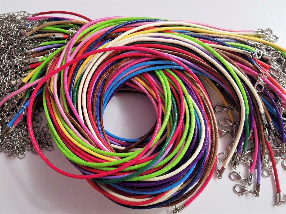 Set of 10, Colorful Necklace Cord, Waxed Cotton, Bright Necklace ...