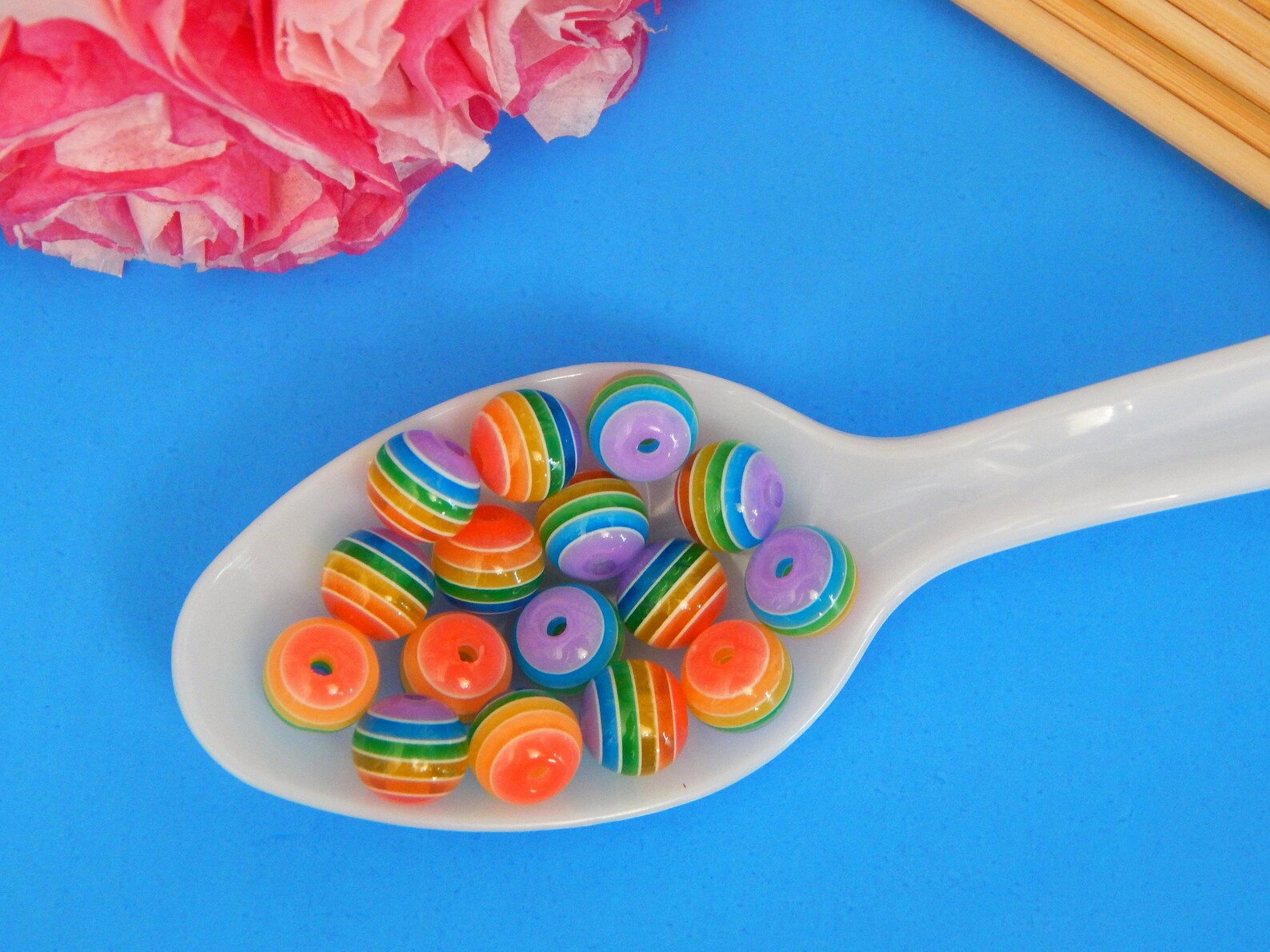 Rainbow Beads Resin Beads Colorful Striped Beads Rainbow - Etsy