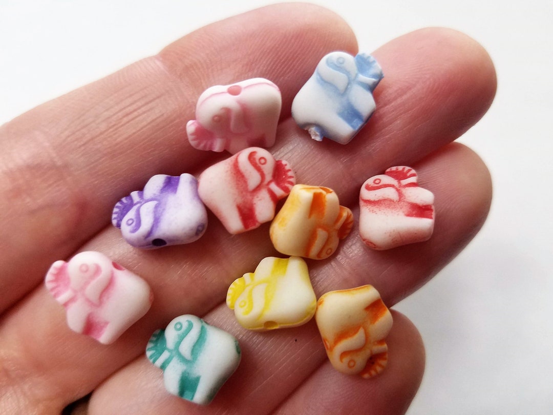 Set of 100, Acrylic Elephant Beads, Plastic Acrylic Beads, Mixed Color ...
