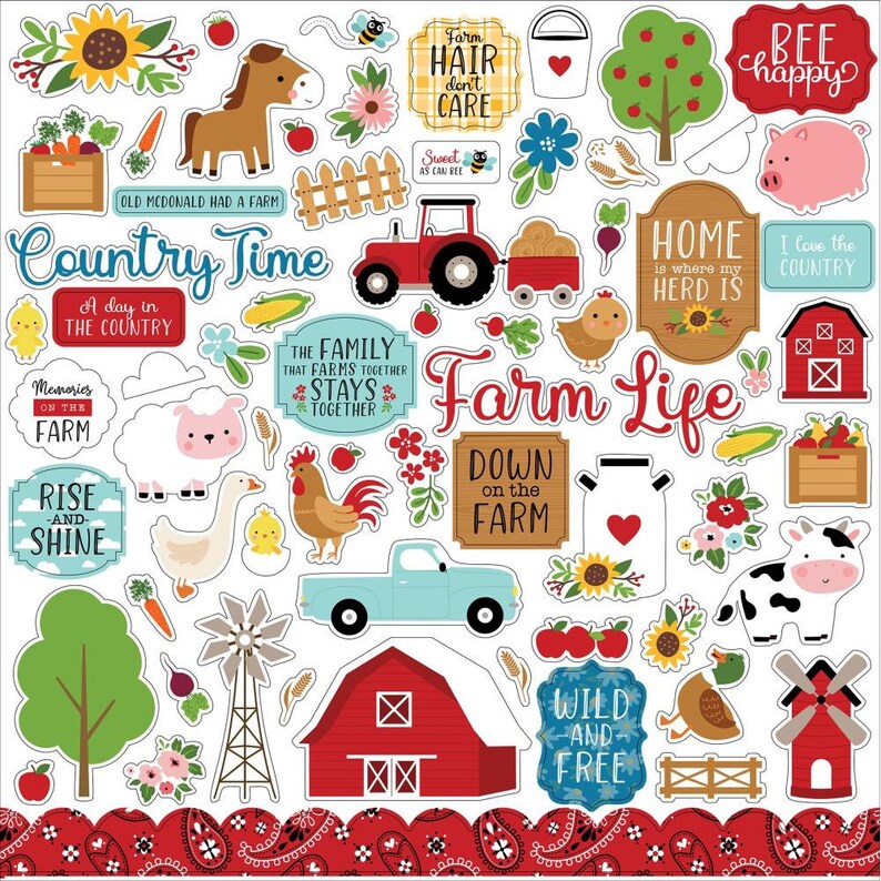 Fun on Farm Stickers 12x12 Stickers Scrapbook - Etsy