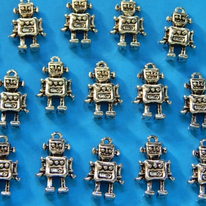 Set of 20, Robot Charms, Robot Pendants, Mechanical Charms, Silver ...