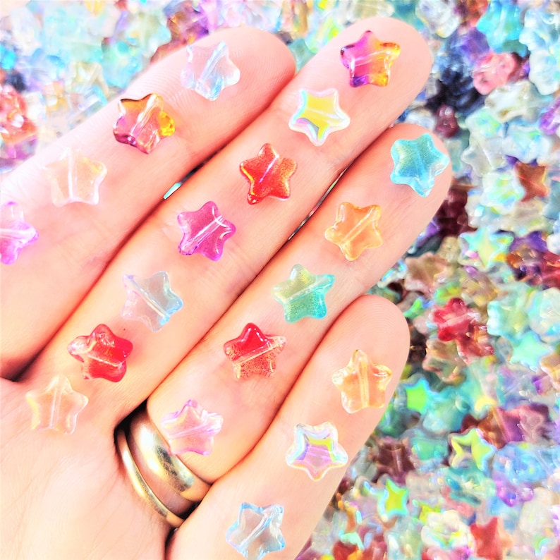 Set of 50 Glass Stars AB Colorful Stars Transparent Star - Etsy