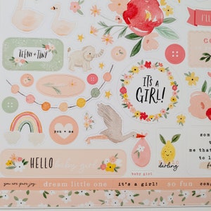 Welcome Baby Girl Stickers, 12" Cardstock Sticker Sheets, Scrapbook ...