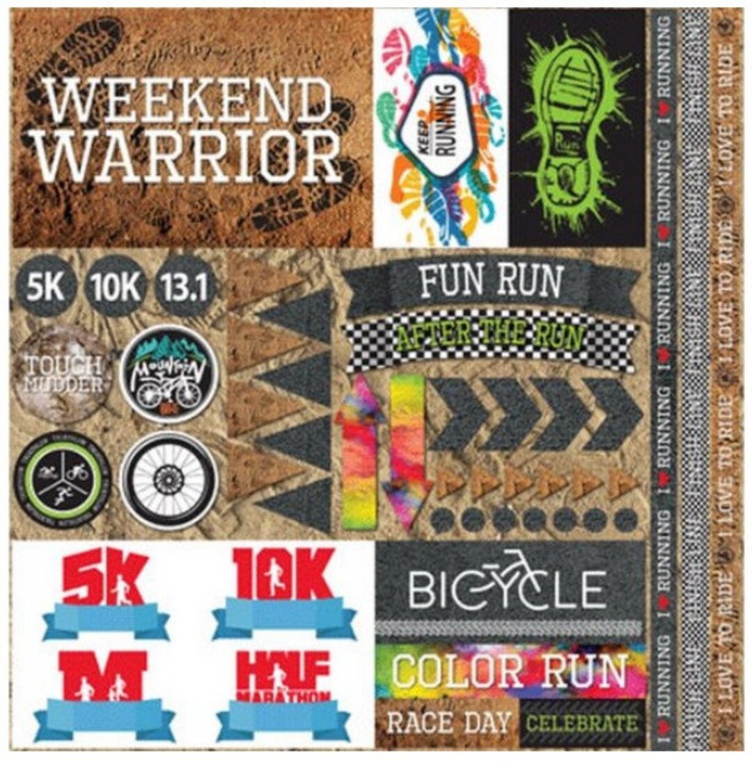 Weekend Warrior Stickers, 12"x12" Cardstock Stickers, Scrapbook Sticker ...