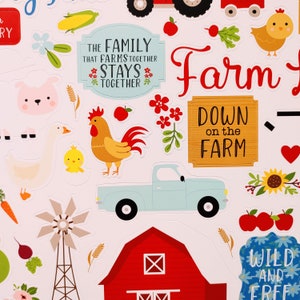 Fun on Farm Stickers, 12"x12" Stickers, Scrapbook Stickers, Farm Life ...
