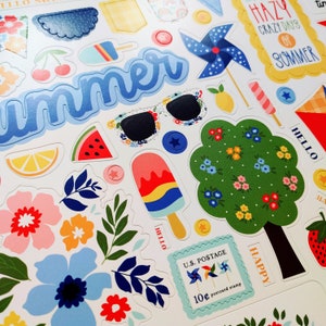 My Favorite Summer Stickers, 12x12 Sticker, Scrapbook Paper, Summer ...