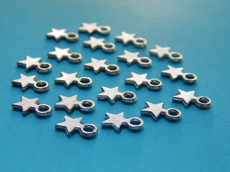 Small Silver Stars Star Charms Celestial Jewelry Tibetan | Etsy