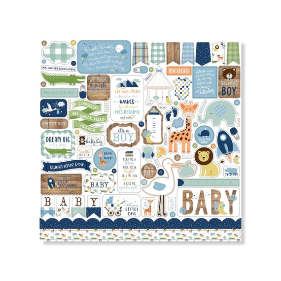 Baby Boy Stickers 12x12 Sticker Scrapbook Paper | Etsy
