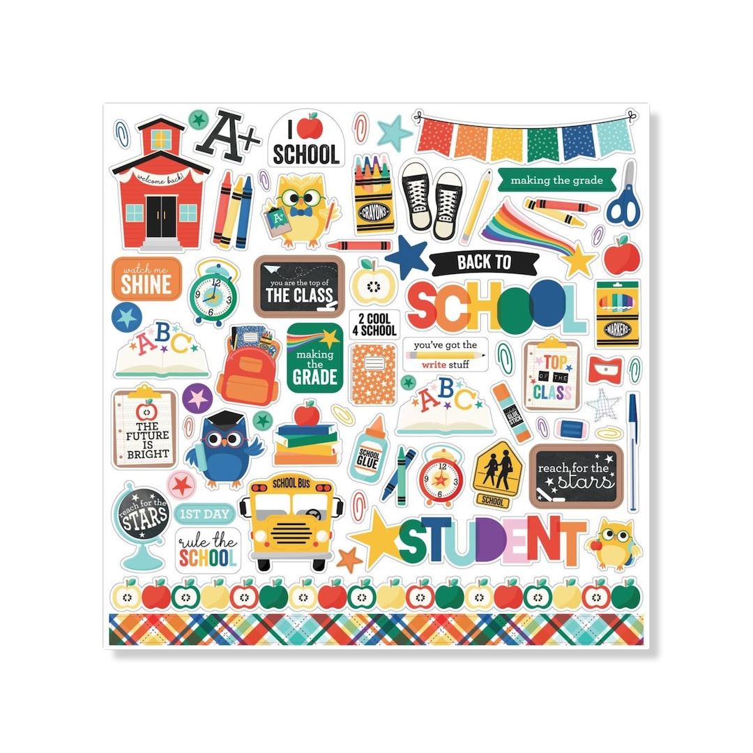 Off to School Stickers, 12"x12" Stickers, School Scrapbook, Schooling ...