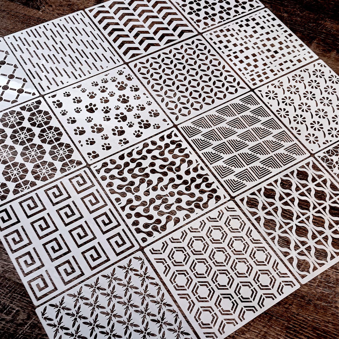 Set of 16, Design Stencils, Zentangle Stencils, Fun Stencils, Mixed ...