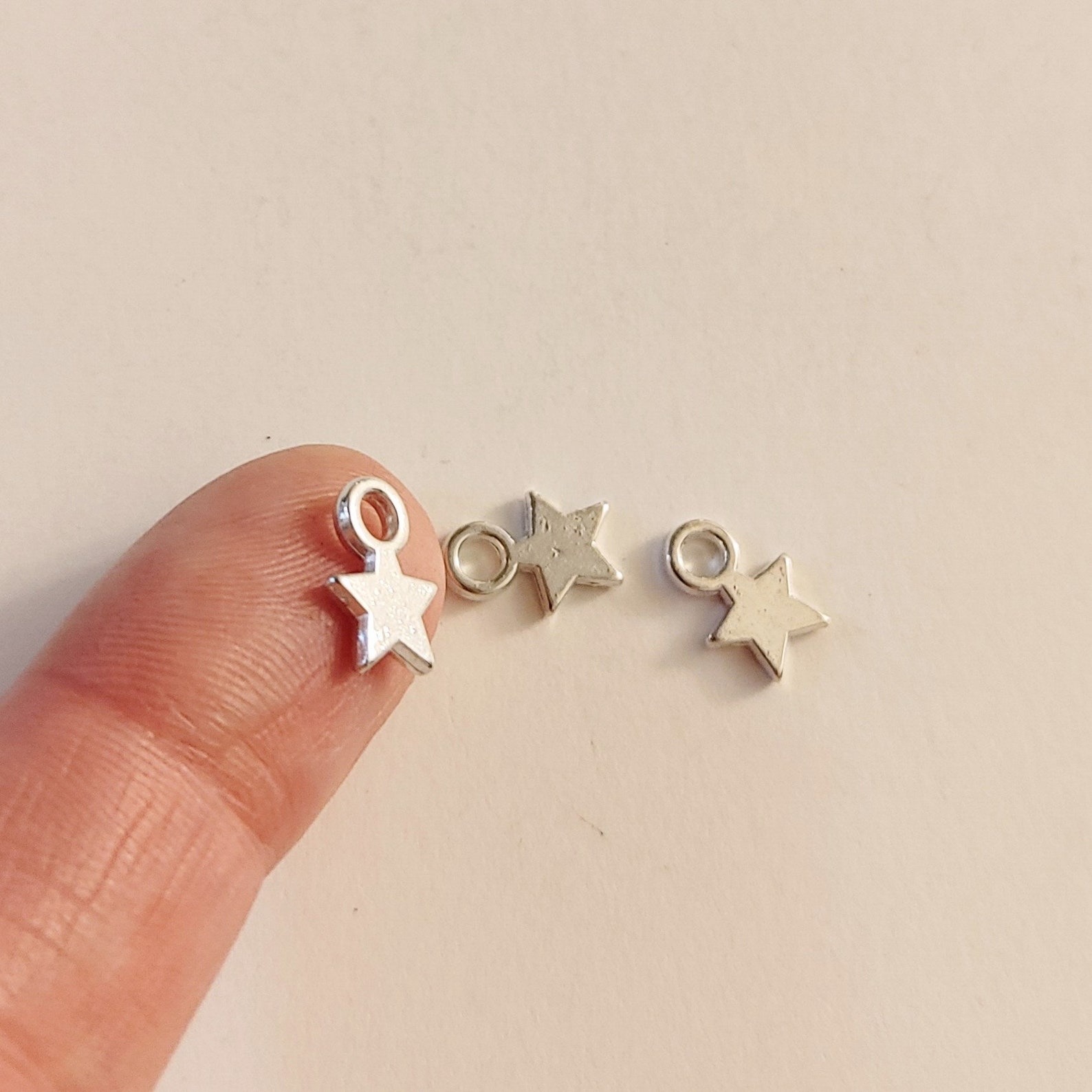 Small Silver Stars, Star Charms, Celestial Jewelry, Tibetan Style ...