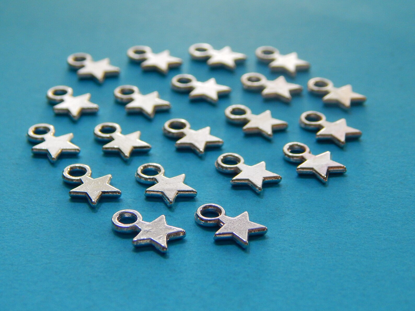 Small Silver Stars, Star Charms, Celestial Jewelry, Tibetan Style ...
