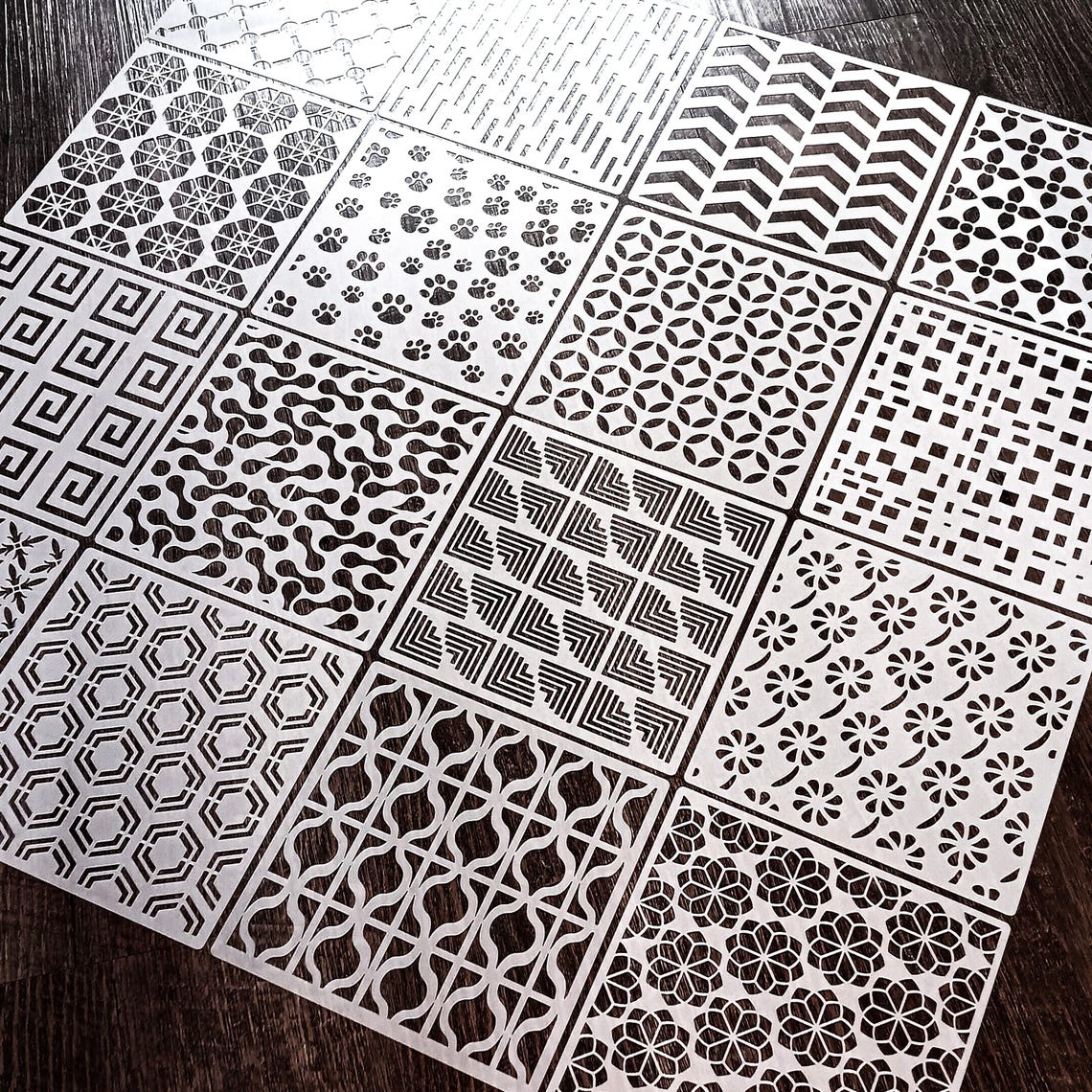 Set of 16, Design Stencils, Zentangle Stencils, Fun Stencils, Mixed ...