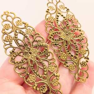 Set of 10, Filigree Findings, Detailed Lace, Bronze Iron Filigree ...