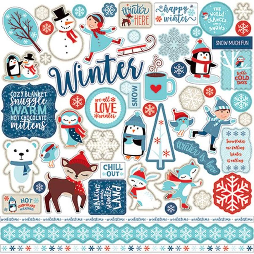 Celebrate Winter Stickers, 12" Cardstock Sticker Sheets, Winter ...