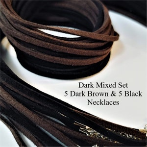 Set of 10, Suede Necklaces, Black Suede Necklace, Brown Suede Necklace ...