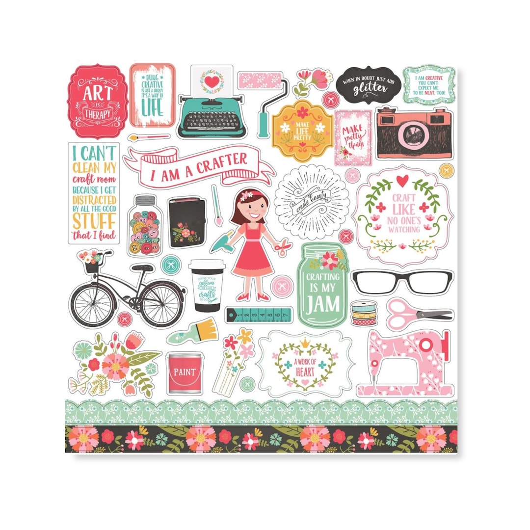 I Love Crafting Stickers, 12x12 Stickers, Scrapbook Paper Photos ...