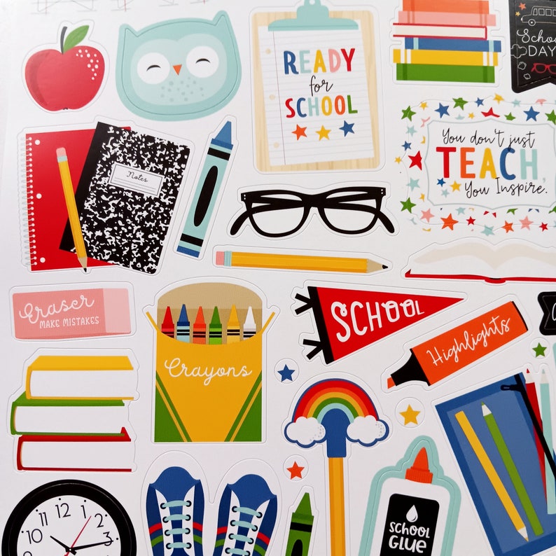 I Love School Stickers, 12"x12" Stickers, Cardstock Stickers, School ...