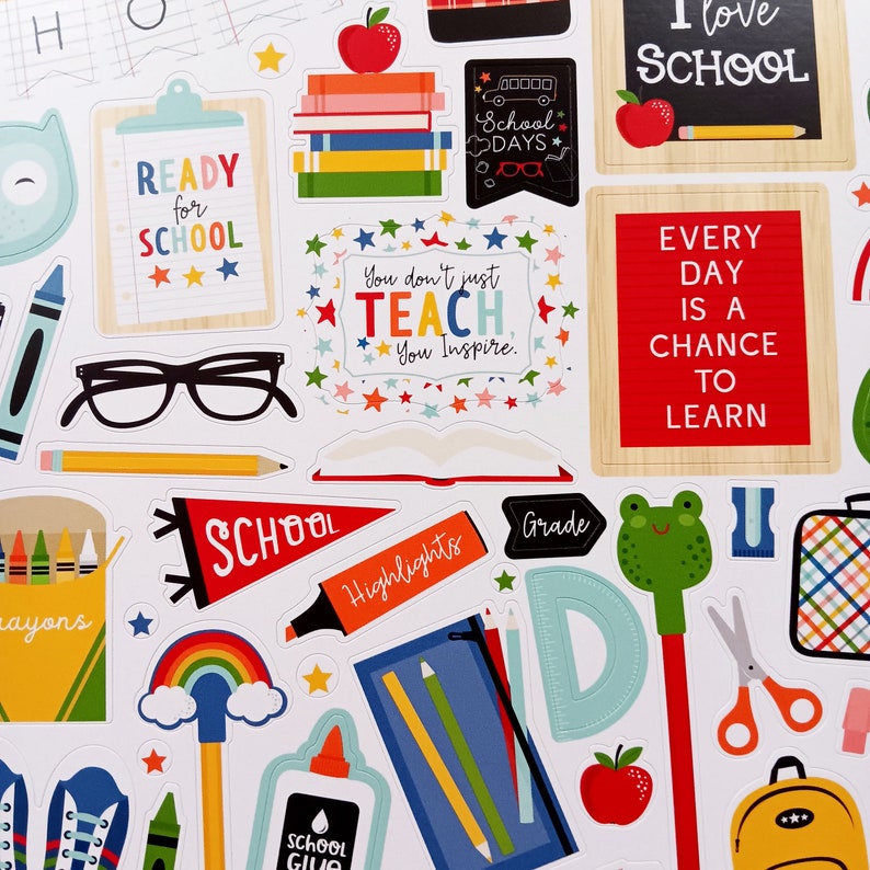I Love School Stickers, 12"x12" Stickers, Cardstock Stickers, School ...