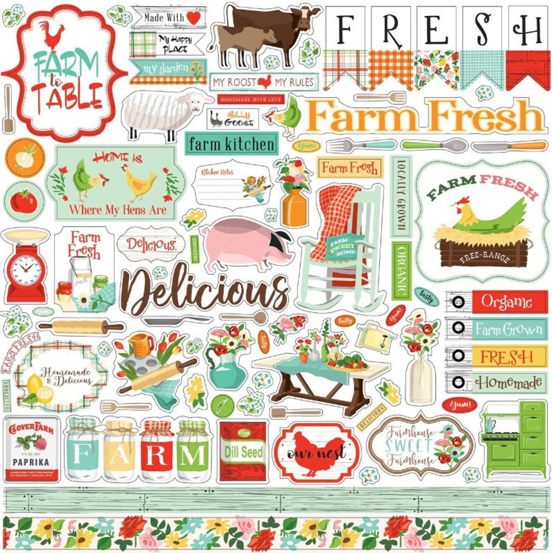 Farm to Table Stickers, 12"x12" Stickers, Sticker Sheets, Scrapbook ...