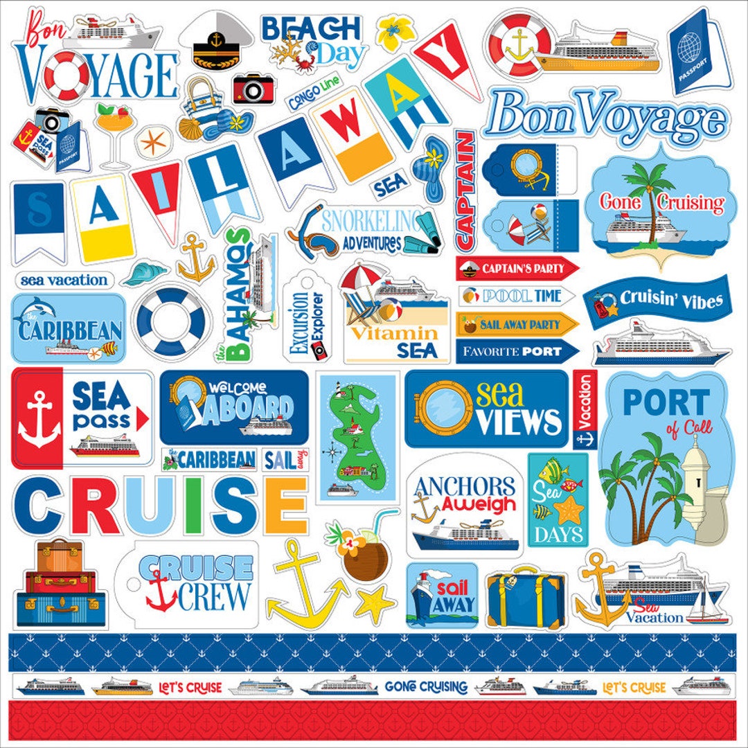 Bon Voyage Stickers, 12"x12" Cardstock Stickers, Scrapbook Stickers ...