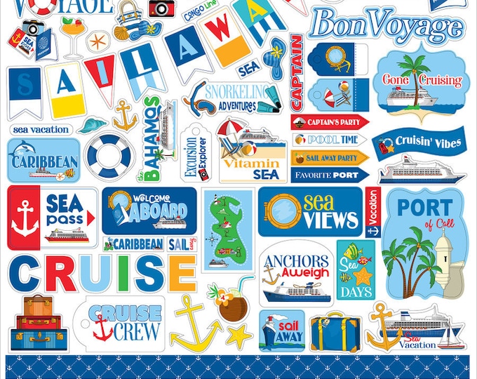 Bon Voyage Stickers, 12"x12" Cardstock Stickers, Scrapbook Stickers ...