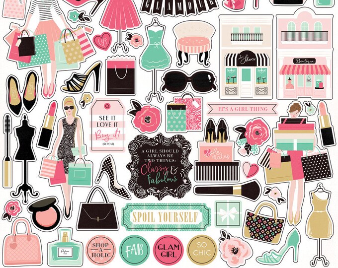 Fashionista Stickers, 12" Cardstock Scrapbook Stickers, Fashion ...