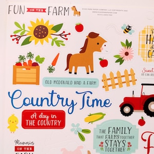 Fun on Farm Stickers, 12"x12" Stickers, Scrapbook Stickers, Farm Life ...