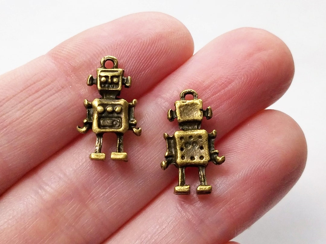 Set of 20, Robot Charms, Robot Pendants, Mechanical Charms, Bronze ...