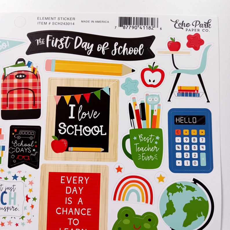 I Love School Stickers, 12"x12" Stickers, Cardstock Stickers, School ...