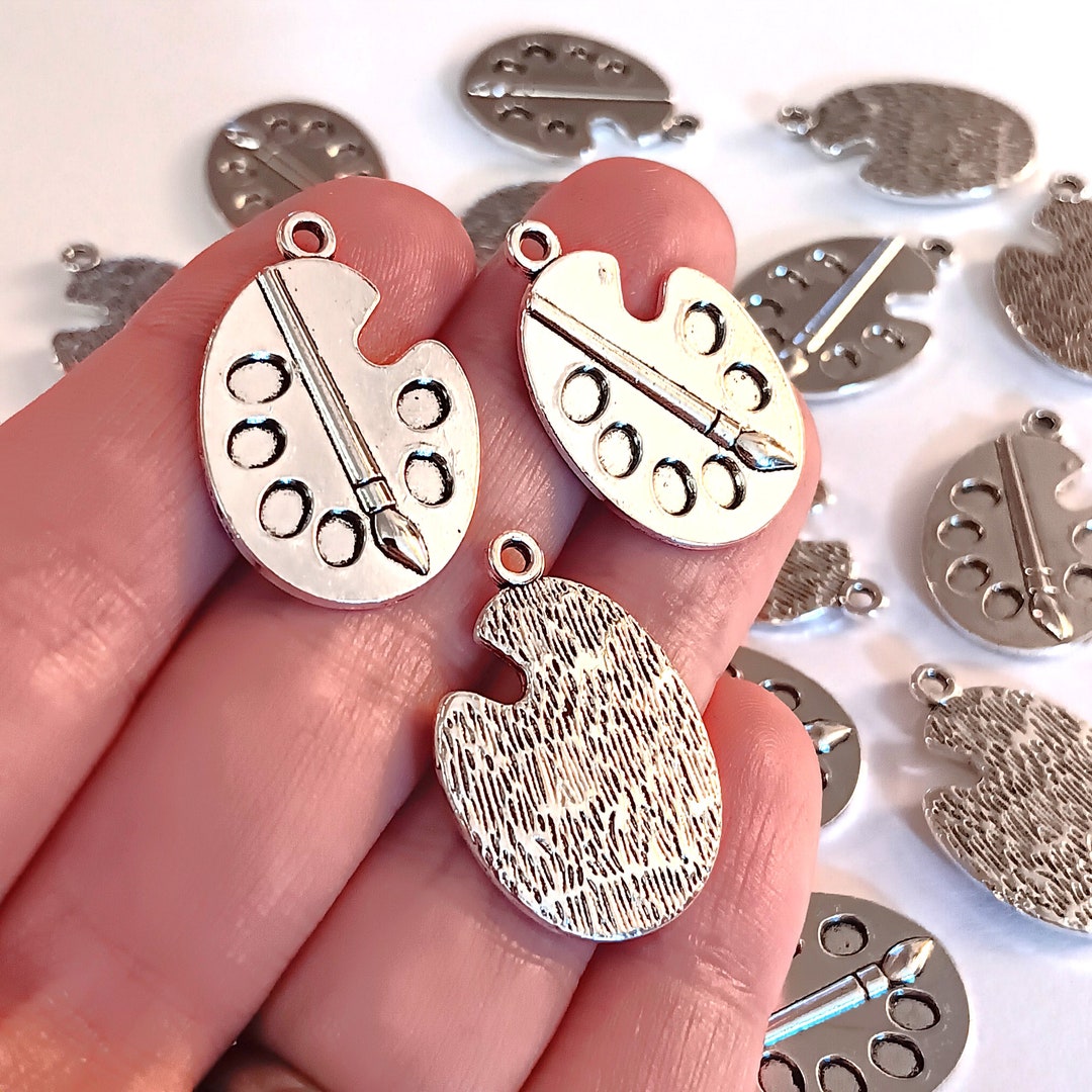 12 Pcs, Silver Palettes, Palette Charms, Palette Pendants, Art Charms ...