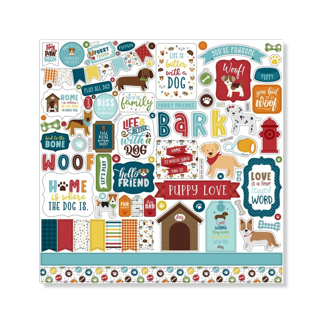 My Dog Stickers, I Love My Dog, 12x12 Stickers, Scrapbook Paper, Puppy ...