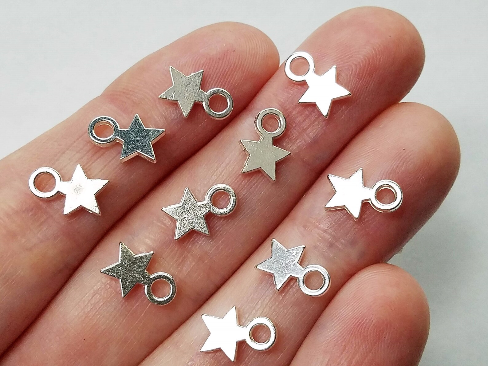 Small Silver Stars, Star Charms, Celestial Jewelry, Tibetan Style ...