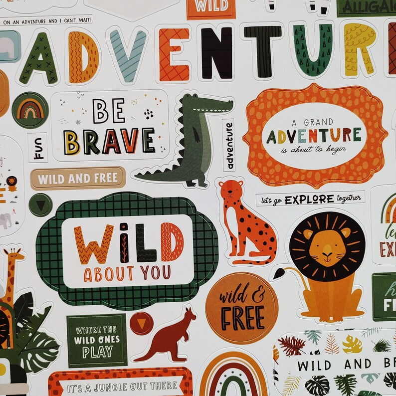 Little Explorer Stickers, Adventure Zoo Stickers, 12" Cardstock Sticker ...