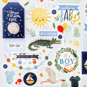 Welcome Baby Boy Stickers, 12" Cardstock Sticker Sheets, Scrapbook ...