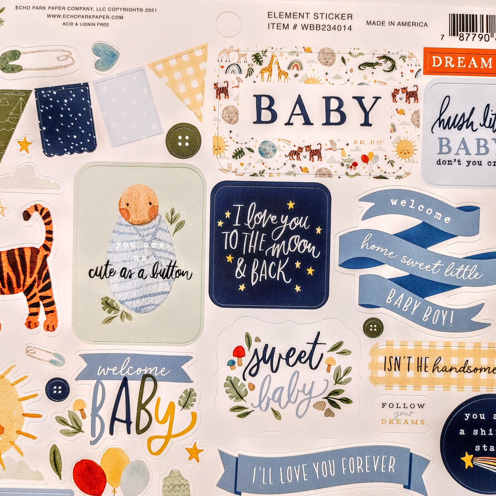 Welcome Baby Boy Stickers, 12" Cardstock Sticker Sheets, Scrapbook ...