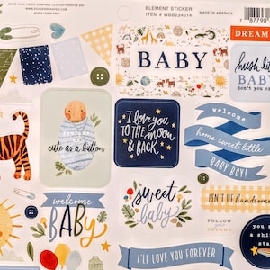 Welcome Baby Boy Stickers, 12" Cardstock Sticker Sheets, Scrapbook ...