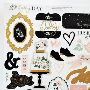 Wedding Day Stickers, 12" Cardstock Sticker Sheet, Gold Wedding ...