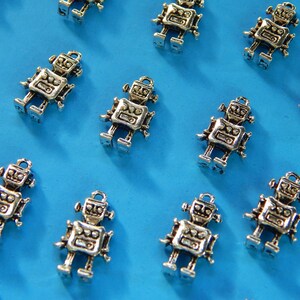 Set of 20, Robot Charms, Robot Pendants, Mechanical Charms, Silver ...