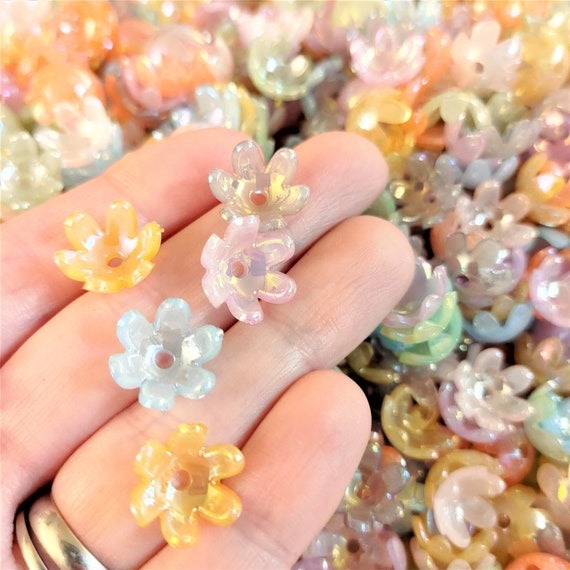 Set of 100 Acrylic Bead Caps 14mm Bead Caps Flower Caps - Etsy